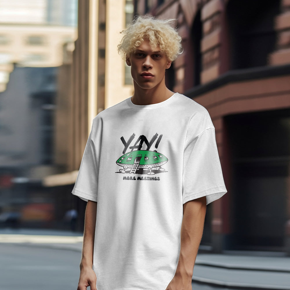 Unisex Yay! More meetings Oversized T-Shirt White – The Fabric Soul